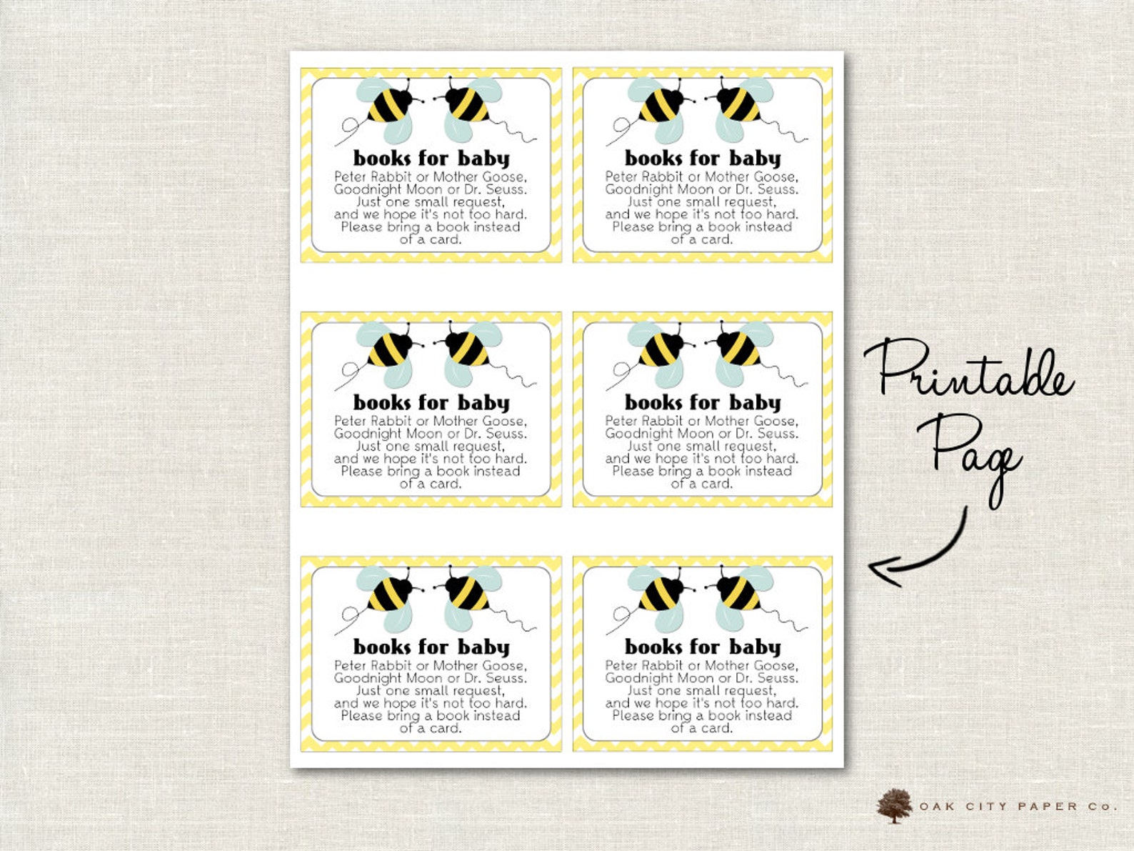 Honey Bee Books for Baby Bee Bring a Book Instead of Card | Etsy