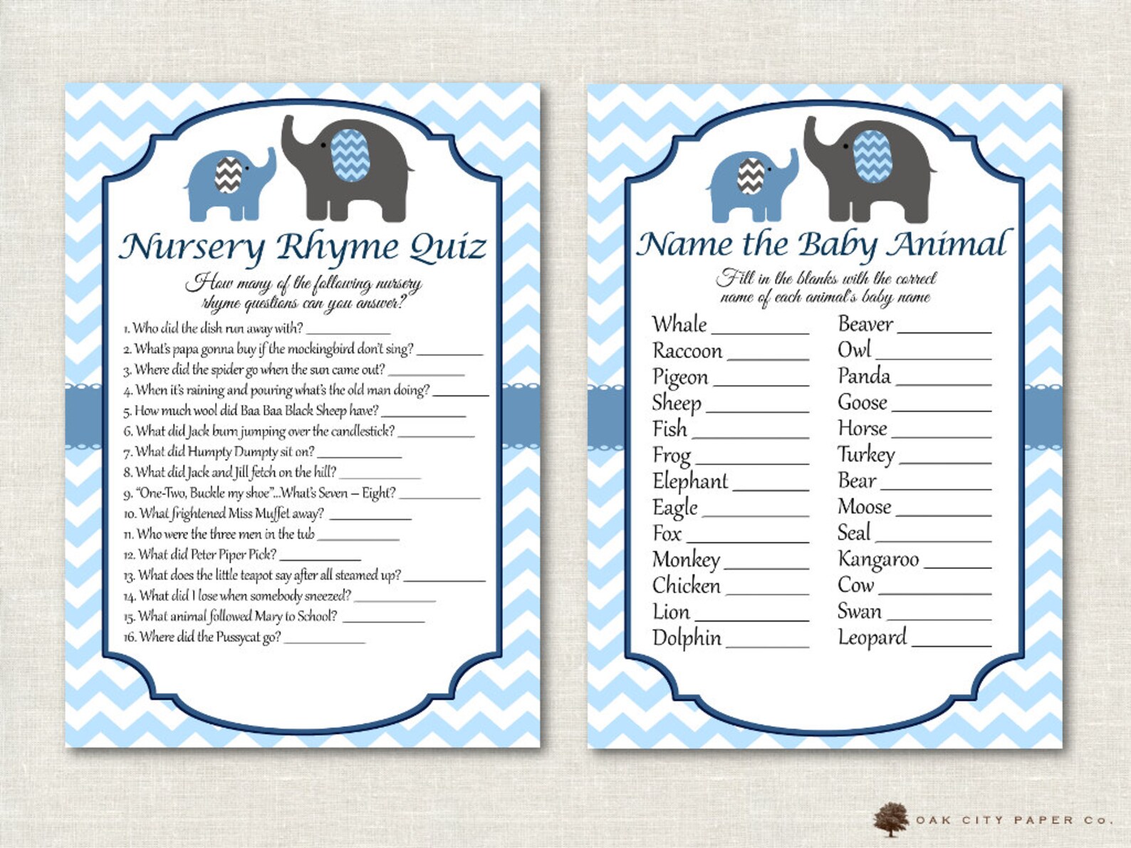 Blue Baby Shower Games - Elephant Baby Shower Games, Blue Elephant Baby ...