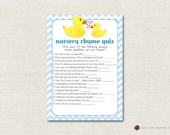 Rubber Ducky Nursery Rhyme Quiz Baby Shower Game Rubber - Etsy
