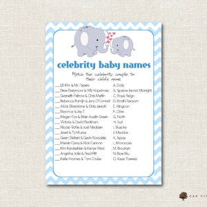 Celebrity Baby Shower Game - Elephant Celebrity Baby Name Game ...
