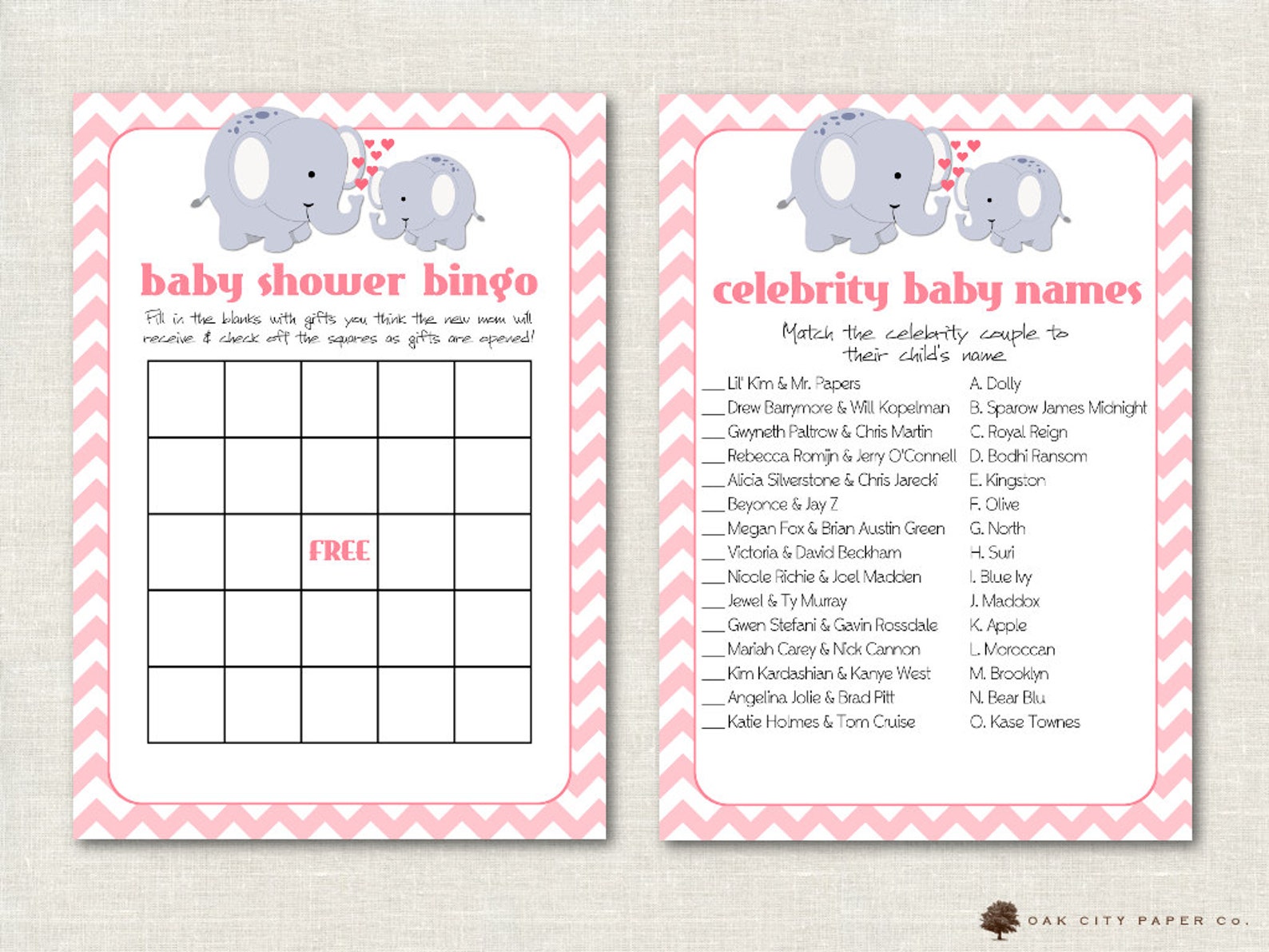 Elephant Baby Shower Games Baby Shower Games Pink Elephant - Etsy