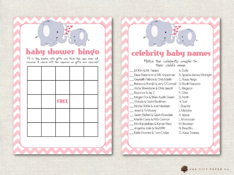 Elephant Baby Shower Games Baby Shower Games Pink Elephant - Etsy