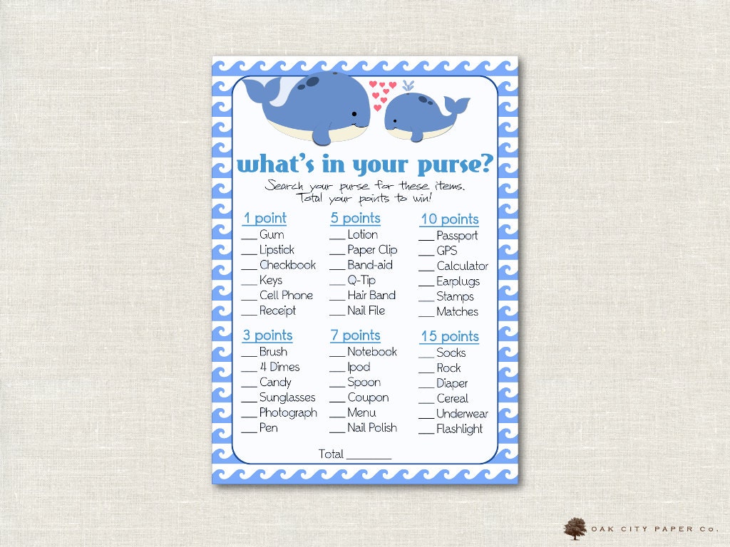 Whale Baby Shower Games Baby Shower Games Whale Shower | Etsy