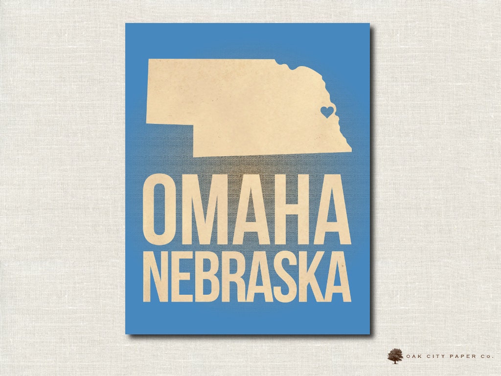 Omaha Map of Nebraska Love Home Heart Print Multiple Colors 8x10 ...
