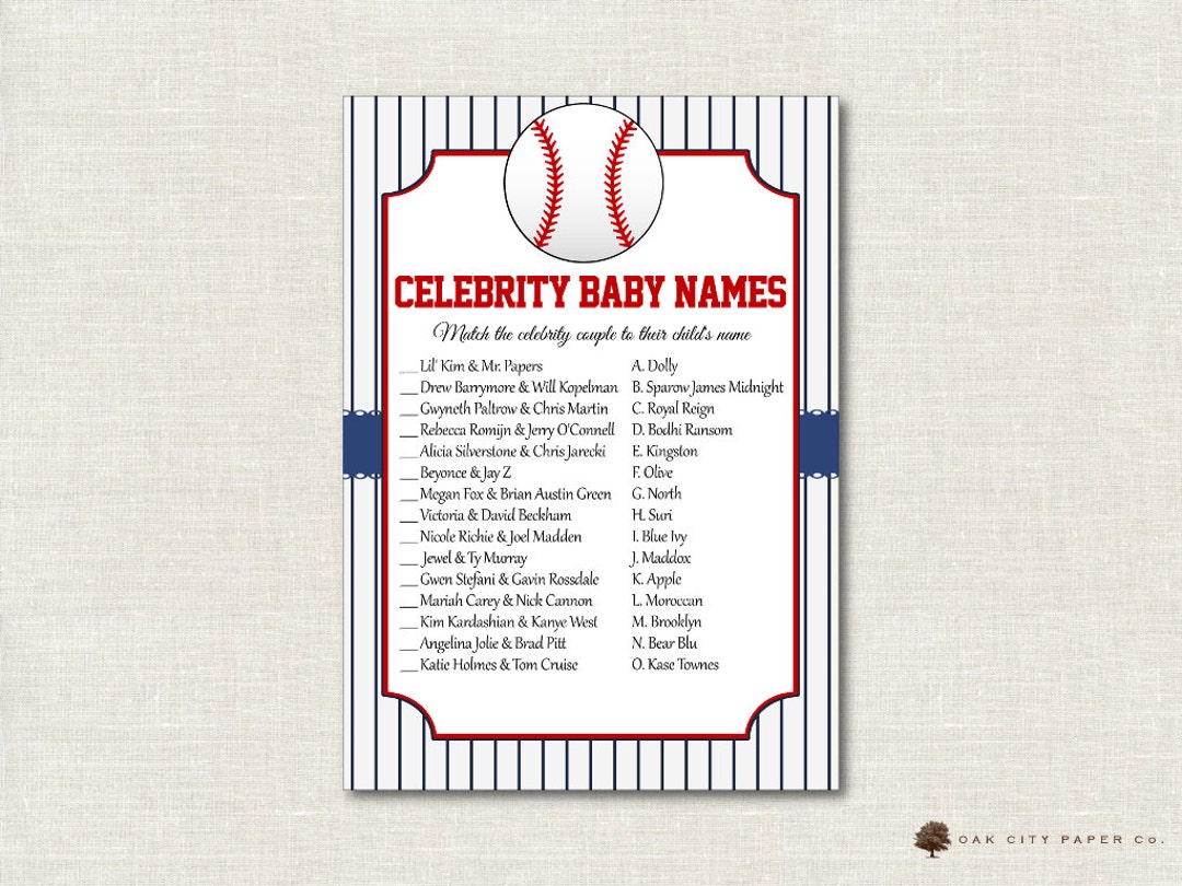 Baseball Celebrity Baby Shower Game Baseball Celebrity Baby Name Game ...