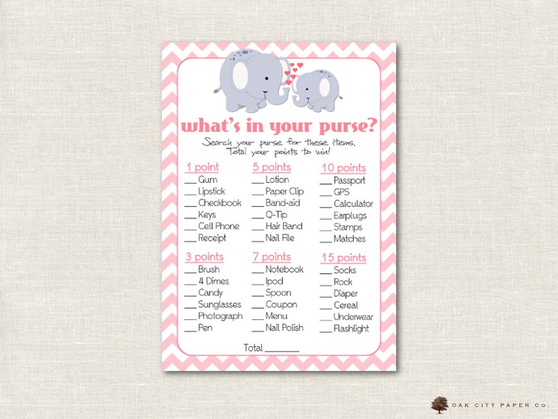 Elephant Baby Shower Games Baby Shower Games Pink Elephant - Etsy