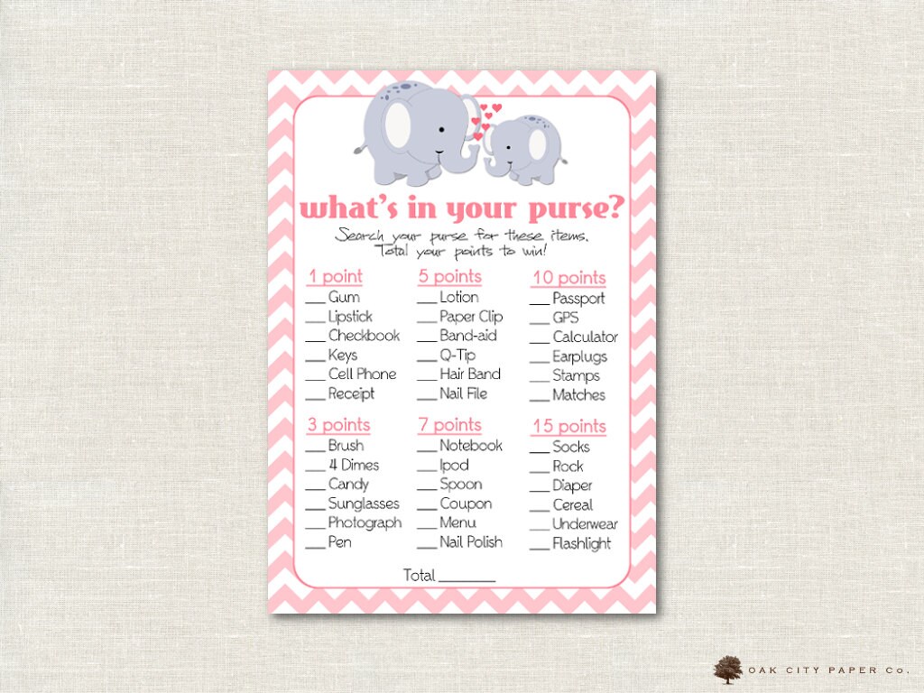 Elephant Baby Shower Games - Baby Shower Games, Pink Elephant Baby ...