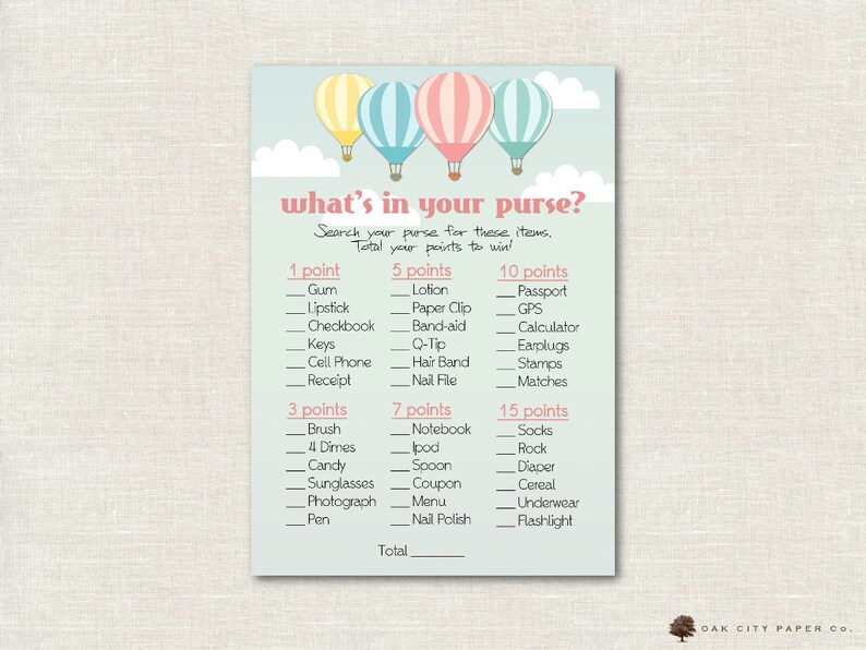 Hot Air Balloon Baby Shower Games Balloon Baby Shower Games - Etsy