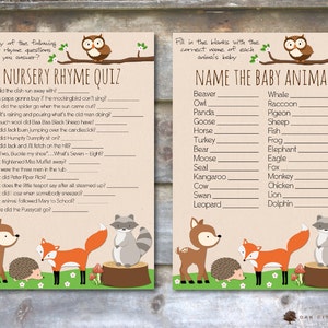 Woodland Animal Baby Shower Games Package, Bundle of 7, DIY, Printable ...