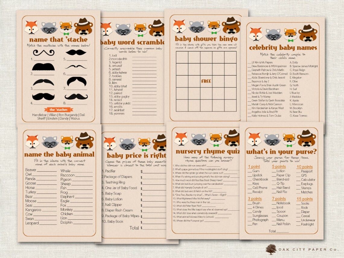 Mustache Baby Shower Games Mustache Shower Game Mustache - Etsy