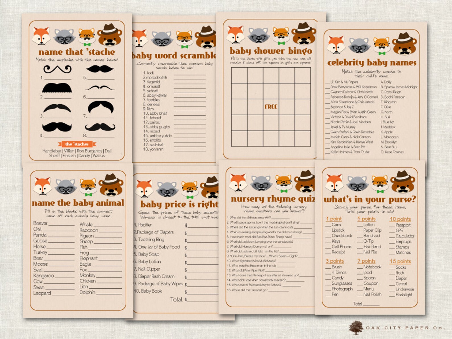 Mustache Baby Shower Games Mustache Shower Game Mustache - Etsy