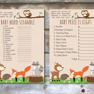 Woodland Animal Baby Shower Games Package, Bundle of 7, DIY, Printable ...