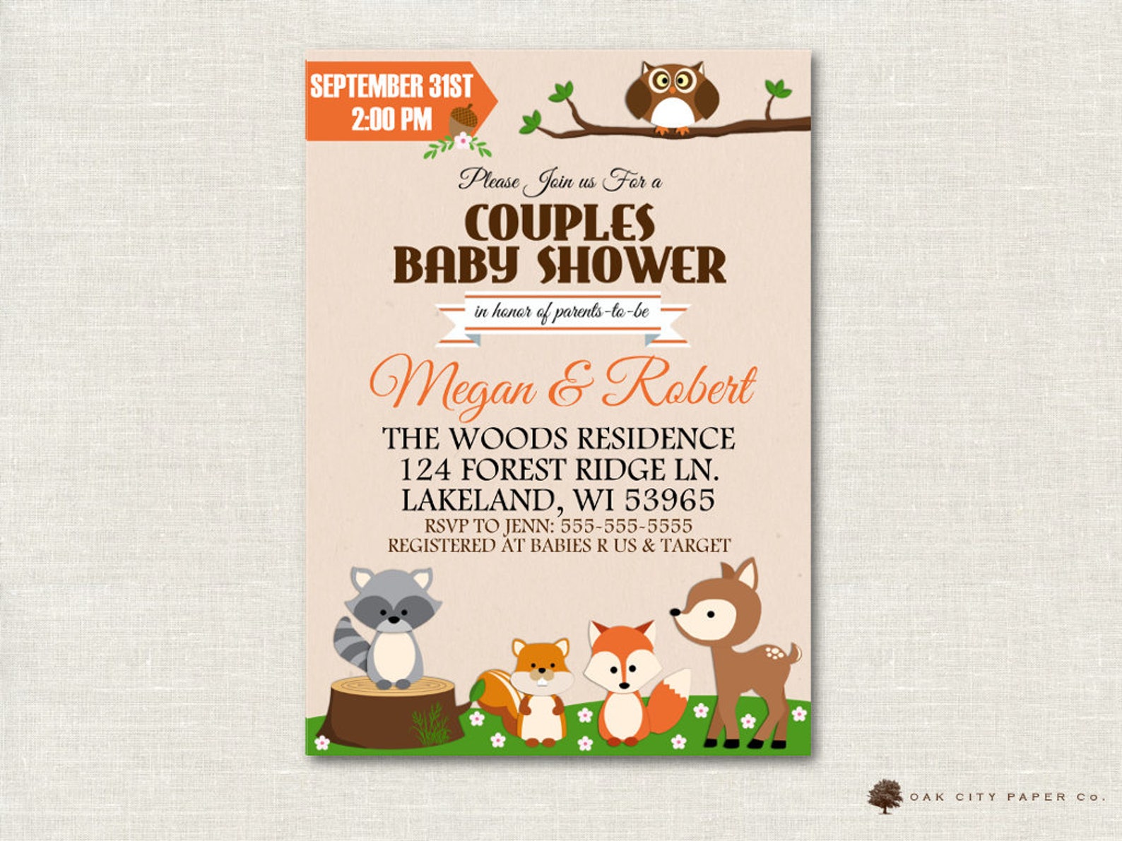 Couples Baby Shower Invitation Woodland Baby Shower | Etsy
