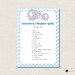 Elephant Nursery Rhyme Quiz Baby Shower Game - Blue Elephant Nursery ...