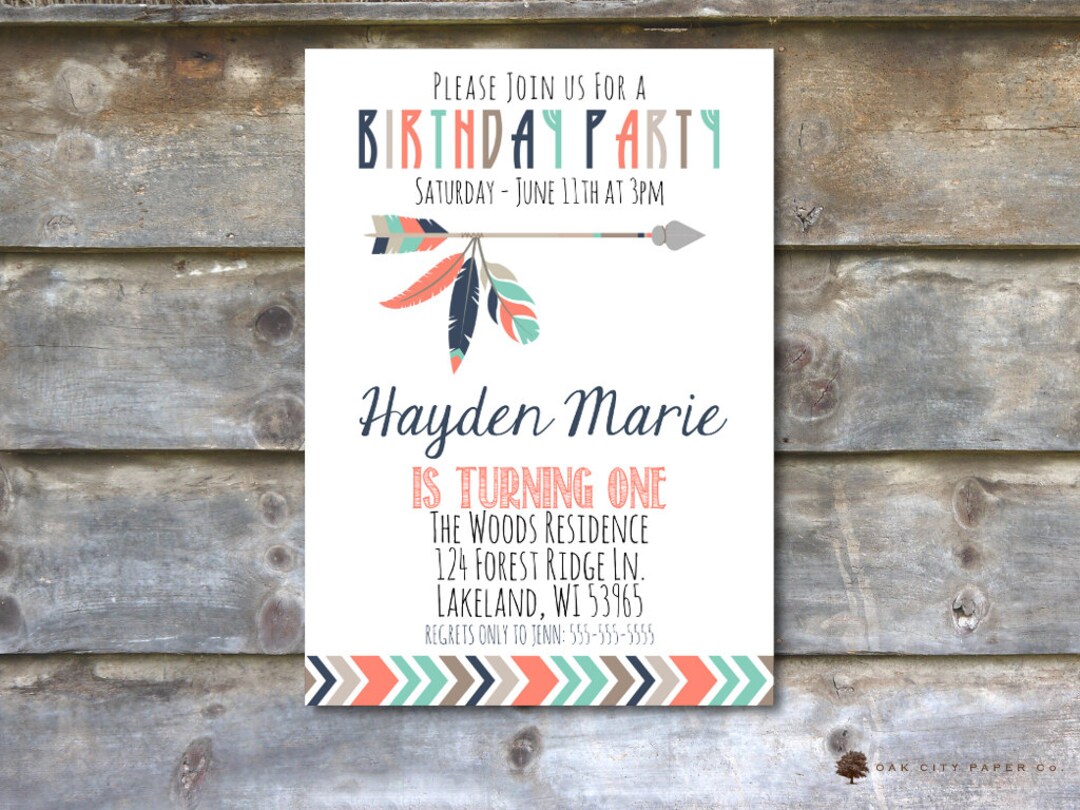Tribal Birthday Party Invitation, Aztec Birthday Party Invitation ...