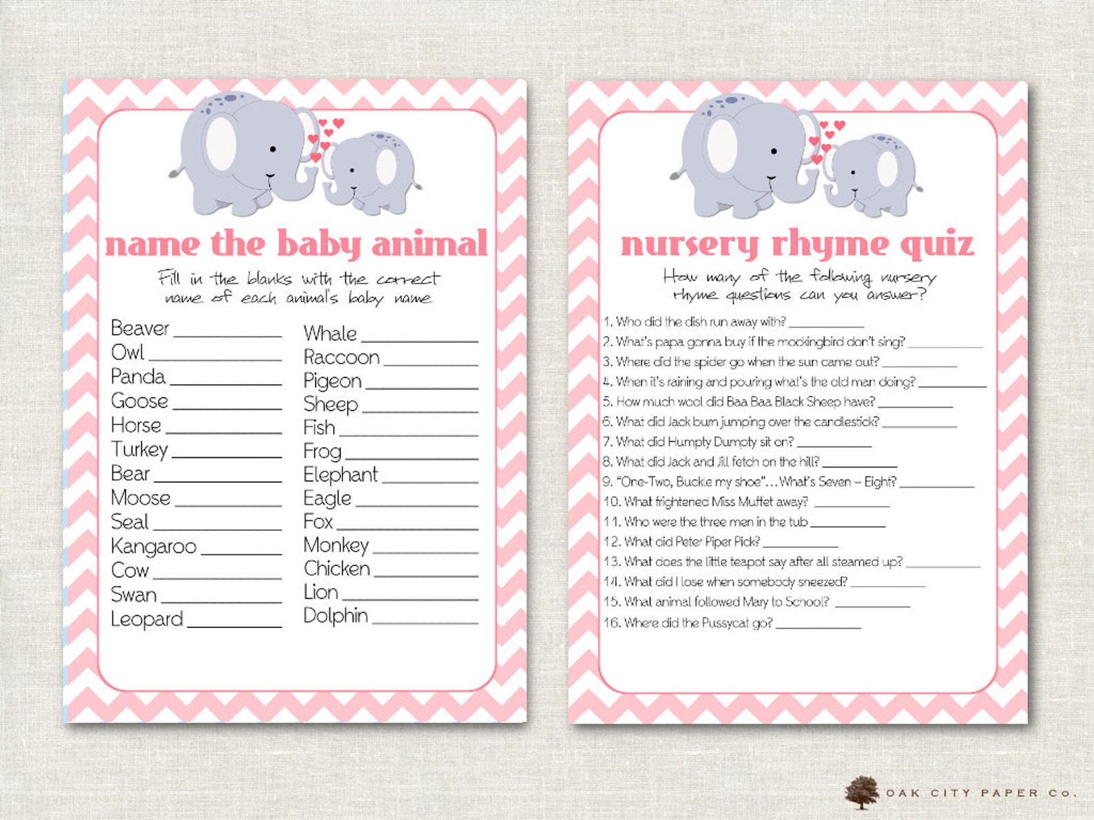 Elephant Baby Shower Games - Baby Shower Games, Pink Elephant Baby ...