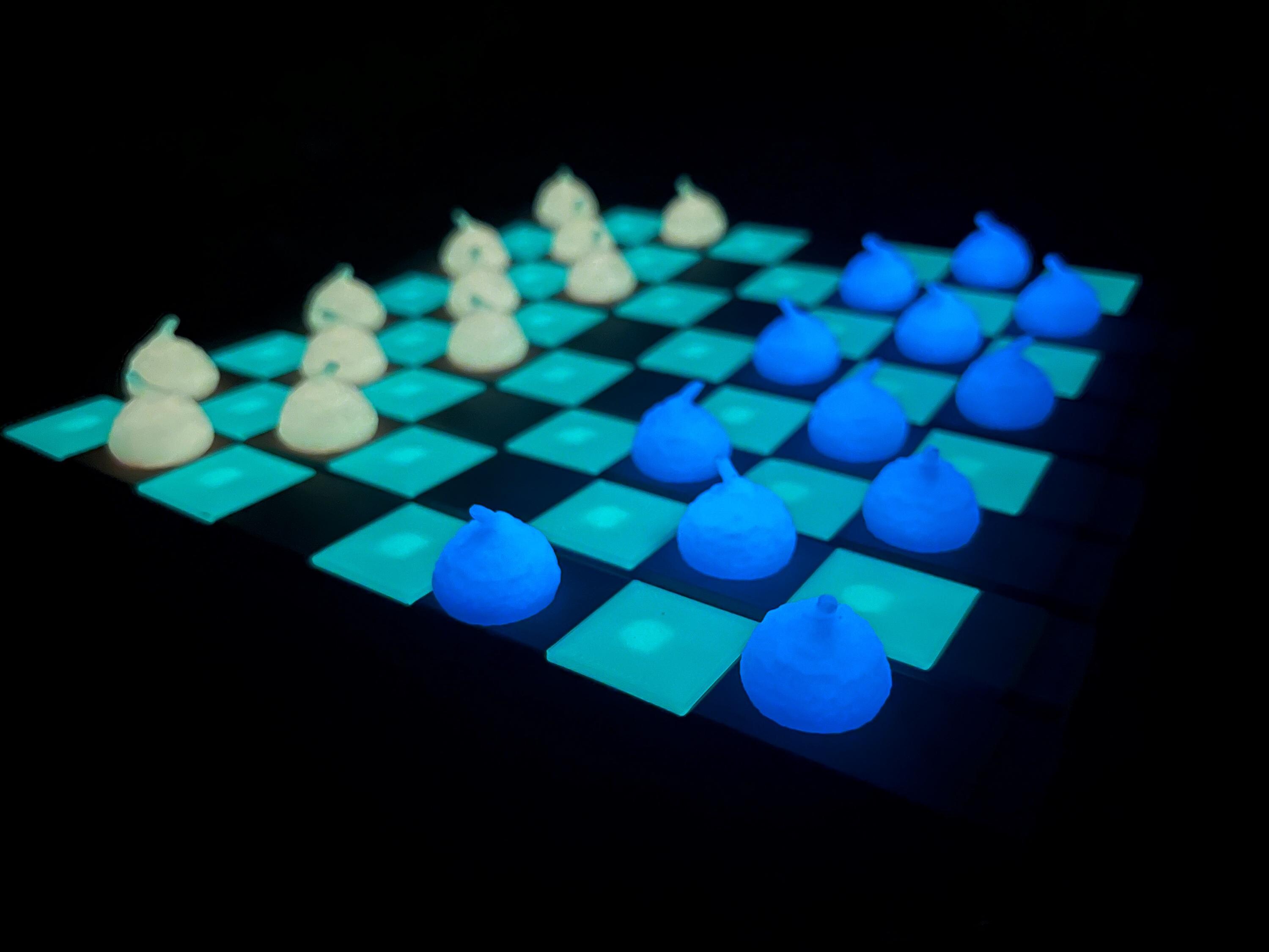Glow in the Dark Mushroom Chess Set Pieces and Acorn Checkers Custom ...