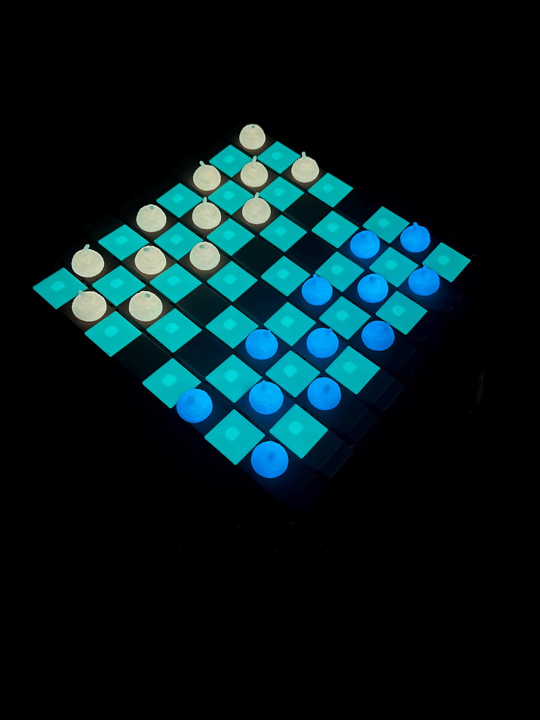 Glow in the Dark Mushroom Chess Set Pieces and Acorn Checkers Custom ...