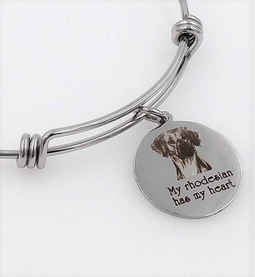 My Rhodesian Has My Heart Engraved Expandable Bangle Bracelet, Dog - Etsy