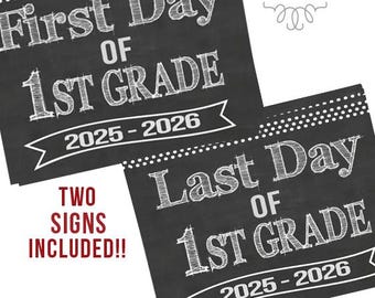 First Day of 4th Grade Printable Signs | Last Day of Fourth Grade Sign ...