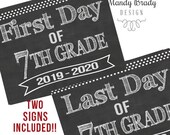Items similar to First Day of 7th Grade Printable Signs | Last Day of ...