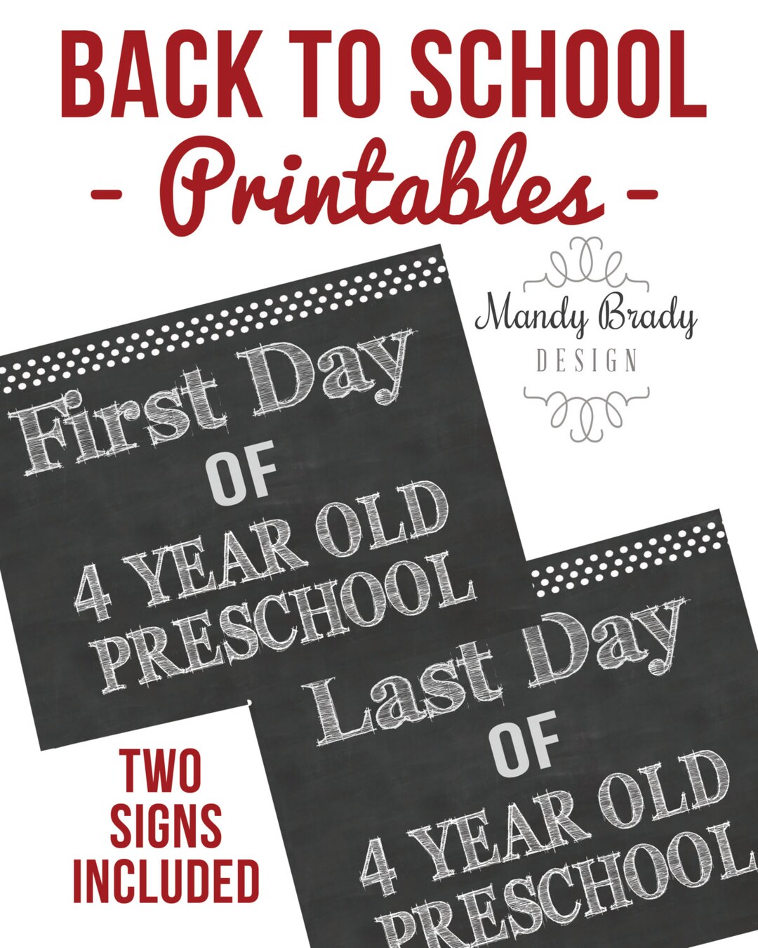 Four Year Old Preschool Chalkboard Sign, 4 Year Old Preschool Printable ...