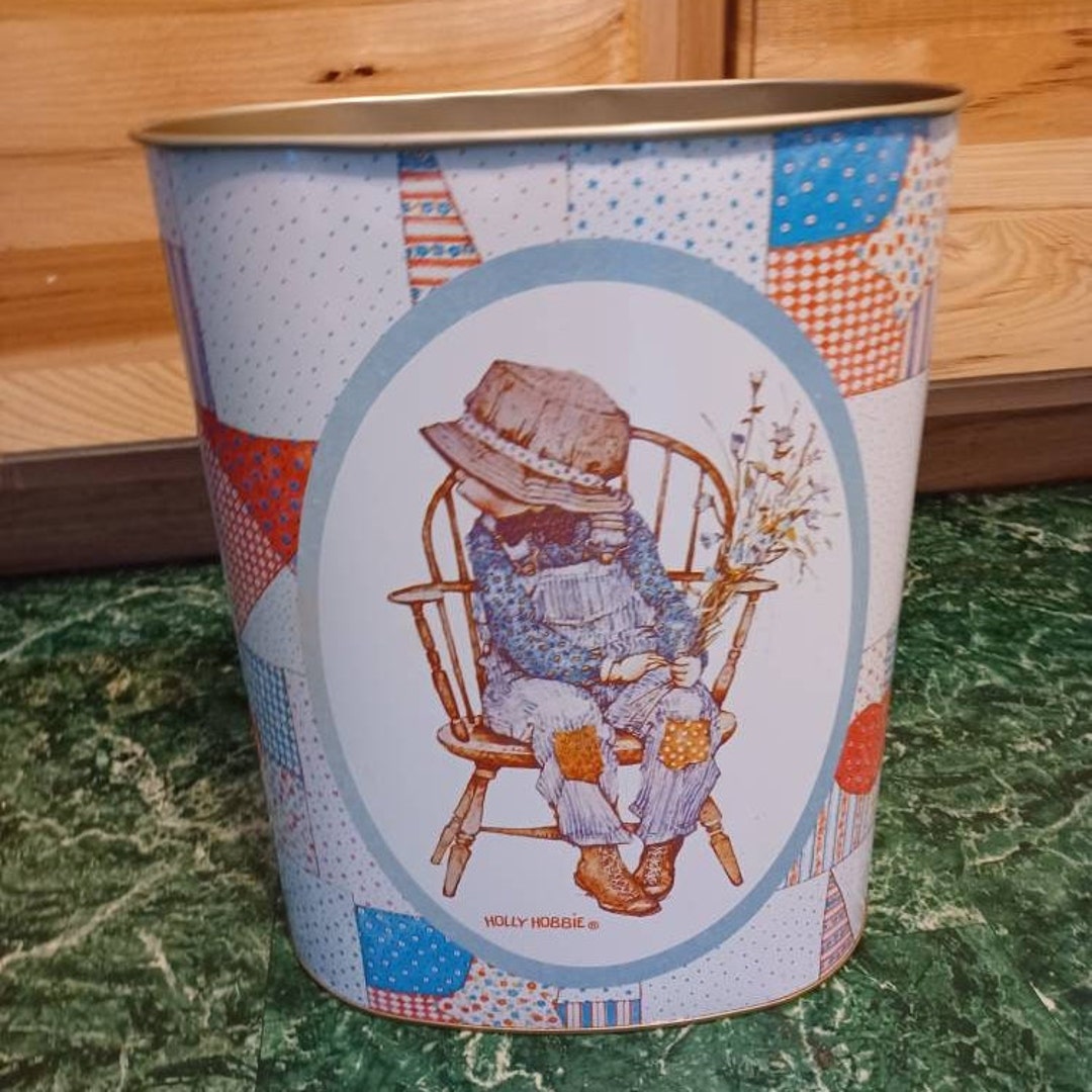 Waste Paper Can Trash Can Metal Waste Basket, Holly Hobbie 1974 Cheinco ...