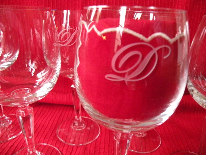 Vintage Etched Monogramed Crystal Wine Glasses Letter D Set - Etsy