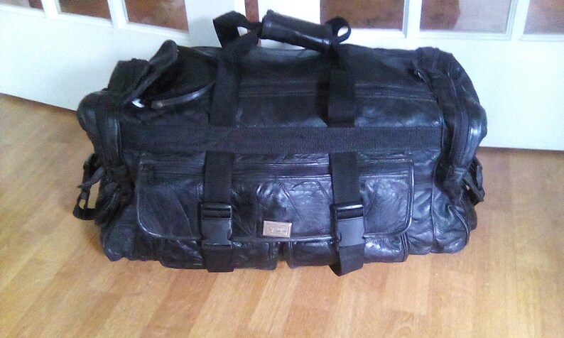 Black Leather Vintage Luggage Photo Prop Tote Bag Carry on - Etsy