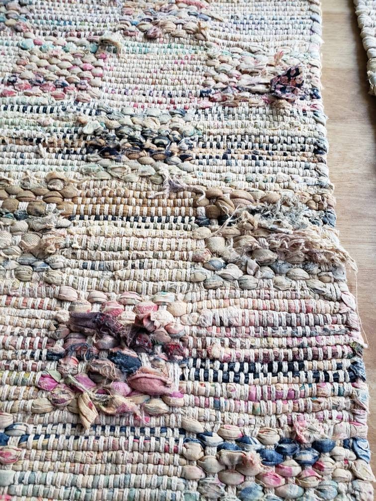 2 rag rugs 43x26 vintage rugs farmhouse decor rustic decor | Etsy