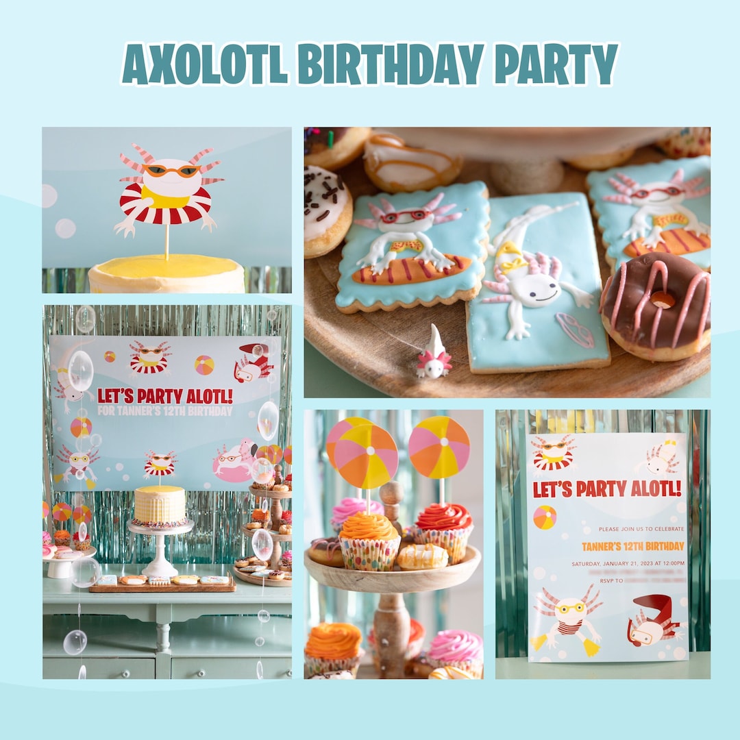 Axolotl Birthday Party - Let's Party Alotl! - Customized Version ...