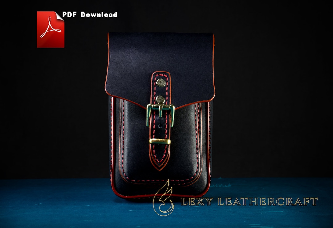 Leather Pouch Pattern - Men Belt Waist Bag Pouch - Leather Diy ...