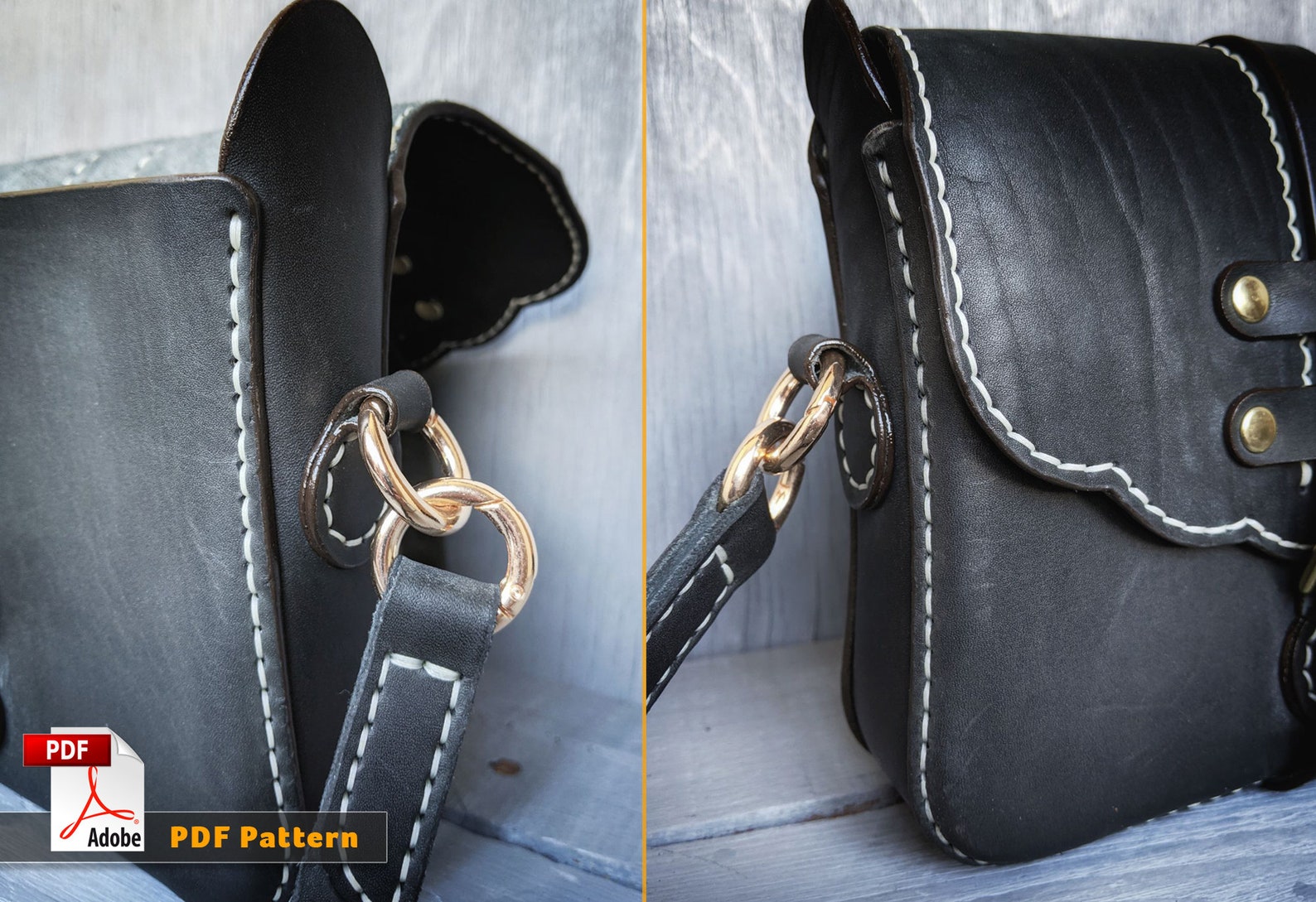 Leather Purse Pattern Leather Bag Pdf Leather DIY - Etsy