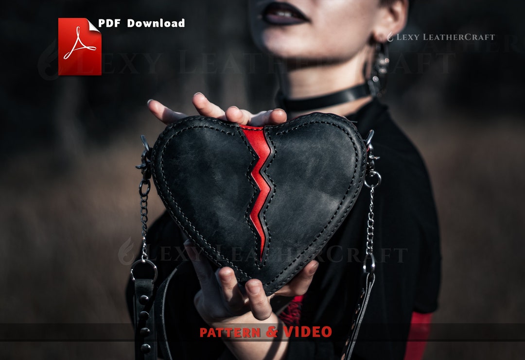 Heart Bag Pattern Broken Heart Bag Pattern Leather Bag Pattern Gothic ...