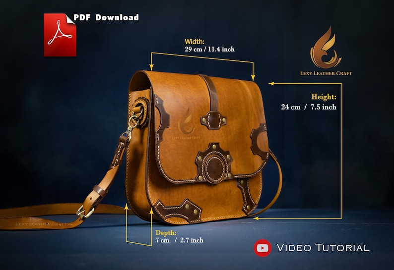 Leather Bag Pattern - Steampunk Messenger Bag Pattern - Satchel Bag PDF ...