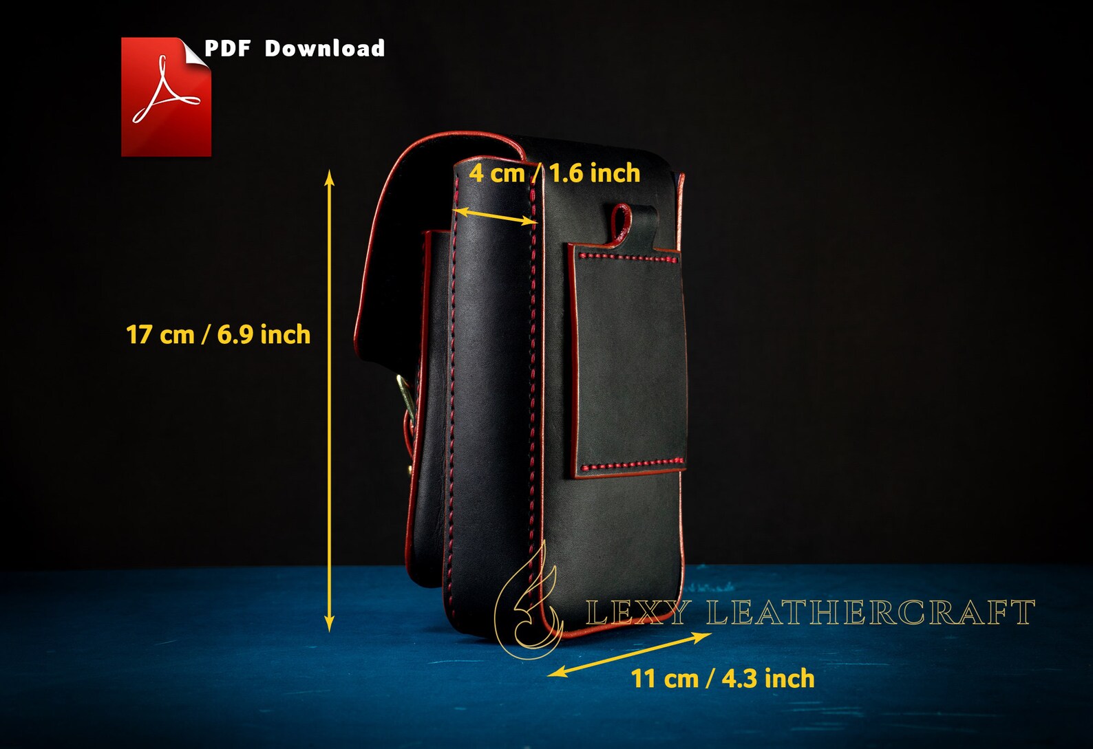 Leather Pouch Pattern - Men Belt Waist Bag Pouch - Leather Diy ...