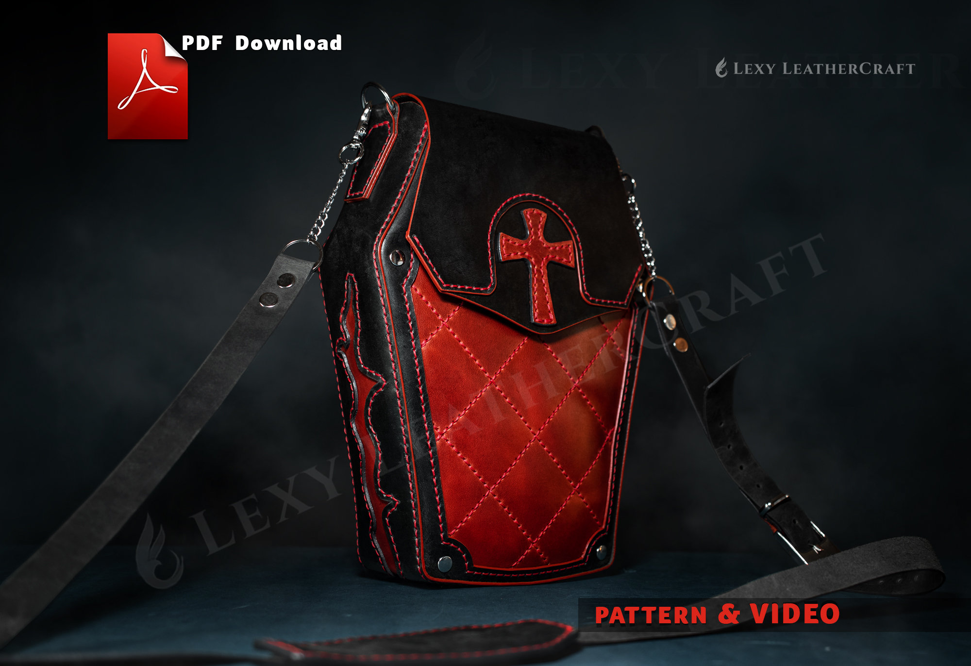 Coffin Bag Pattern - Halloween Bag Pattern - Leather Bag Pattern ...