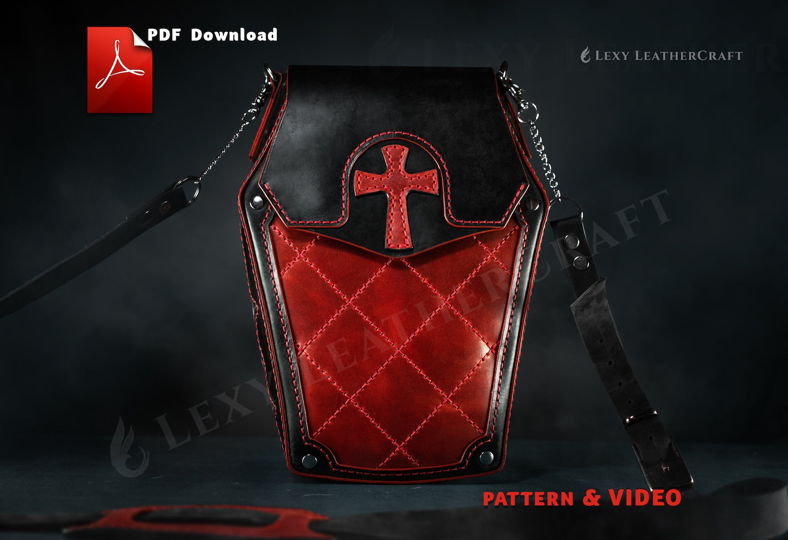 Coffin Bag Pattern - Halloween Bag Pattern - Leather Bag Pattern ...