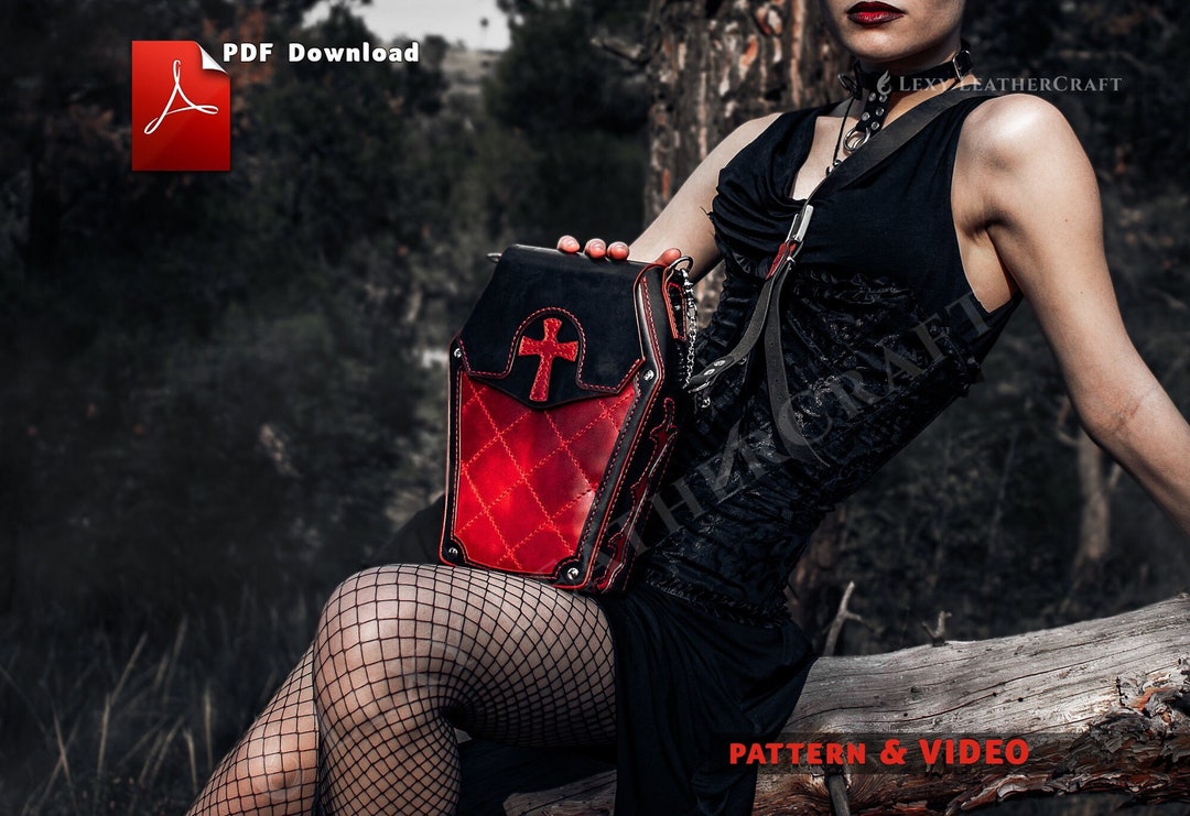 Coffin Bag Pattern - Halloween Bag Pattern - Leather Bag Pattern - Gothic Bag Pdf - Pdf Download ...
