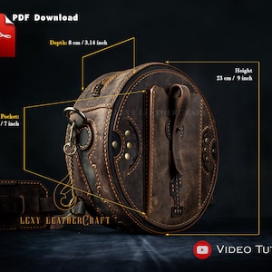 Round Bag Pattern - Leather Bag Pattern - Leather Bag Template ...