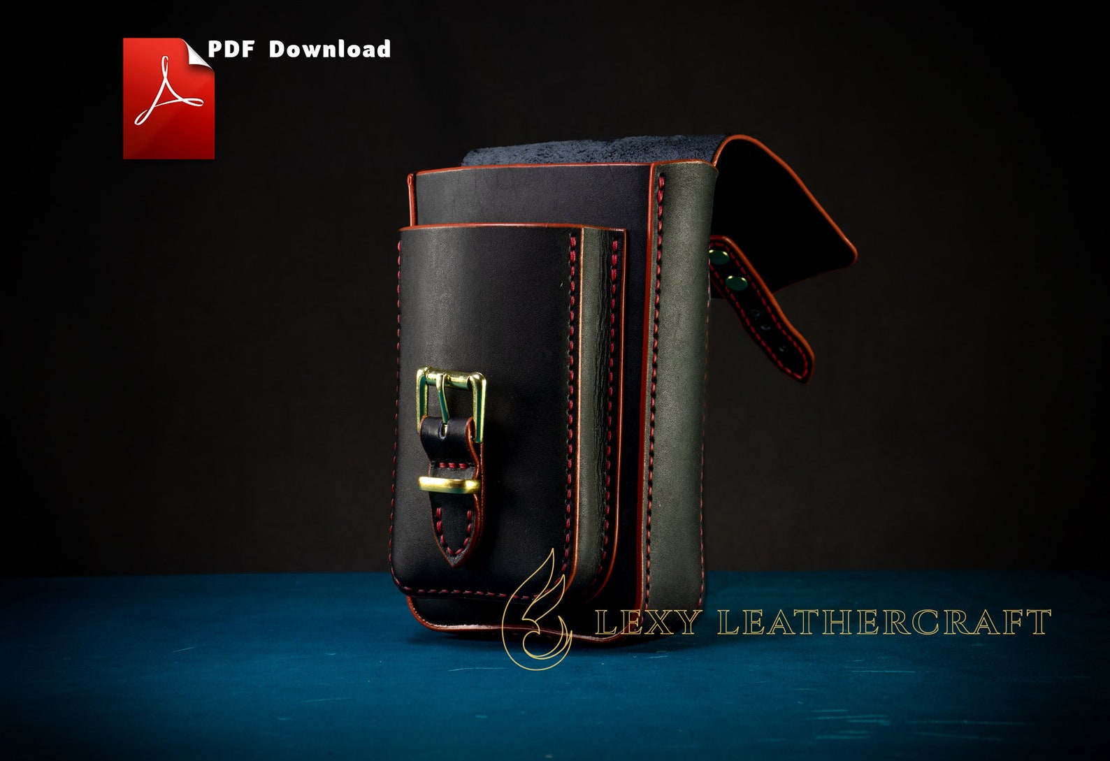 Leather Pouch Pattern - Men Belt Waist Bag Pouch - Leather Diy ...