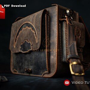 Leather Bag Pattern - Leather Bag Template - Leather DIY - Shoulder Bag ...