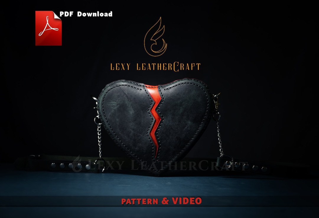 Heart Bag Pattern - Broken Heart Bag Pattern - Leather Bag Pattern ...