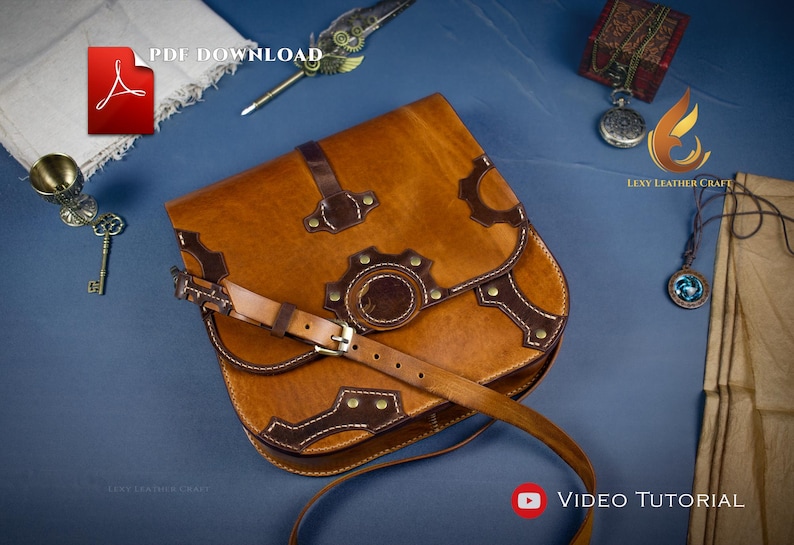 Leather Bag Pattern - Steampunk Messenger Bag Pattern - Satchel Bag PDF ...