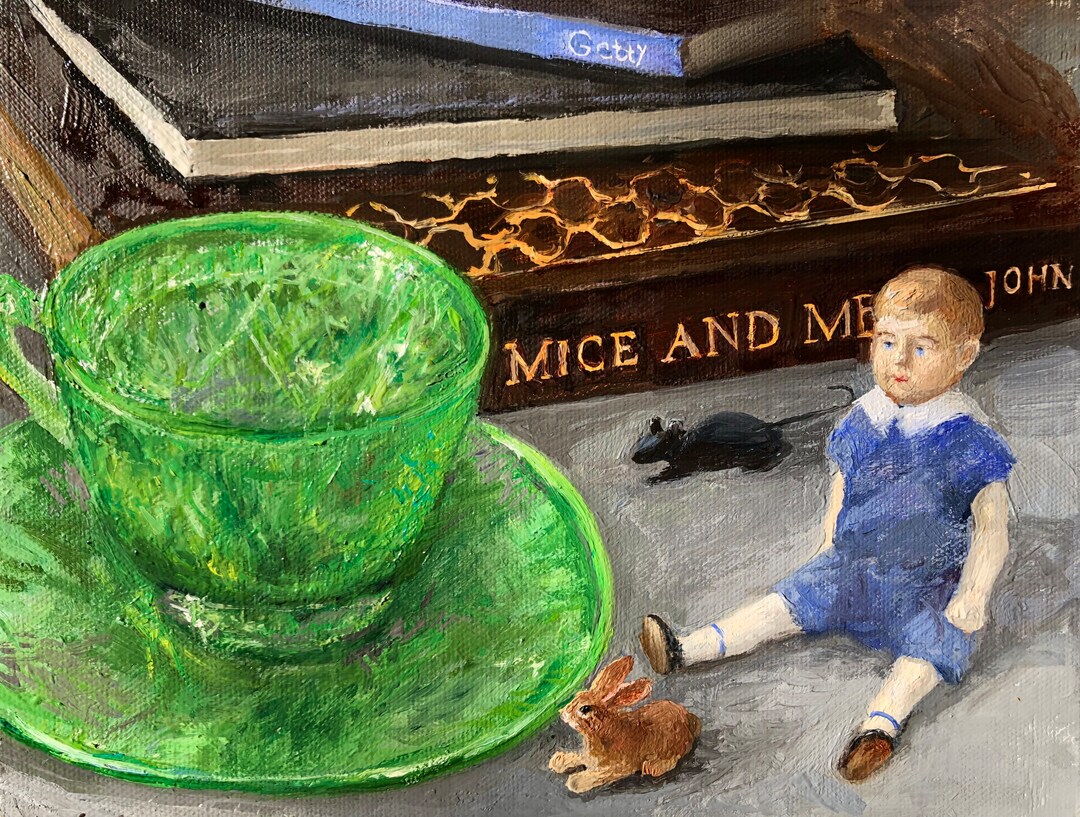 Original Oil Painting “still Life With the Uranium Glass and a Book ...