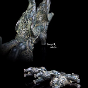 10.2" Bronze Elephant Happy Elephant Elephant Family Sculpture Raised ...