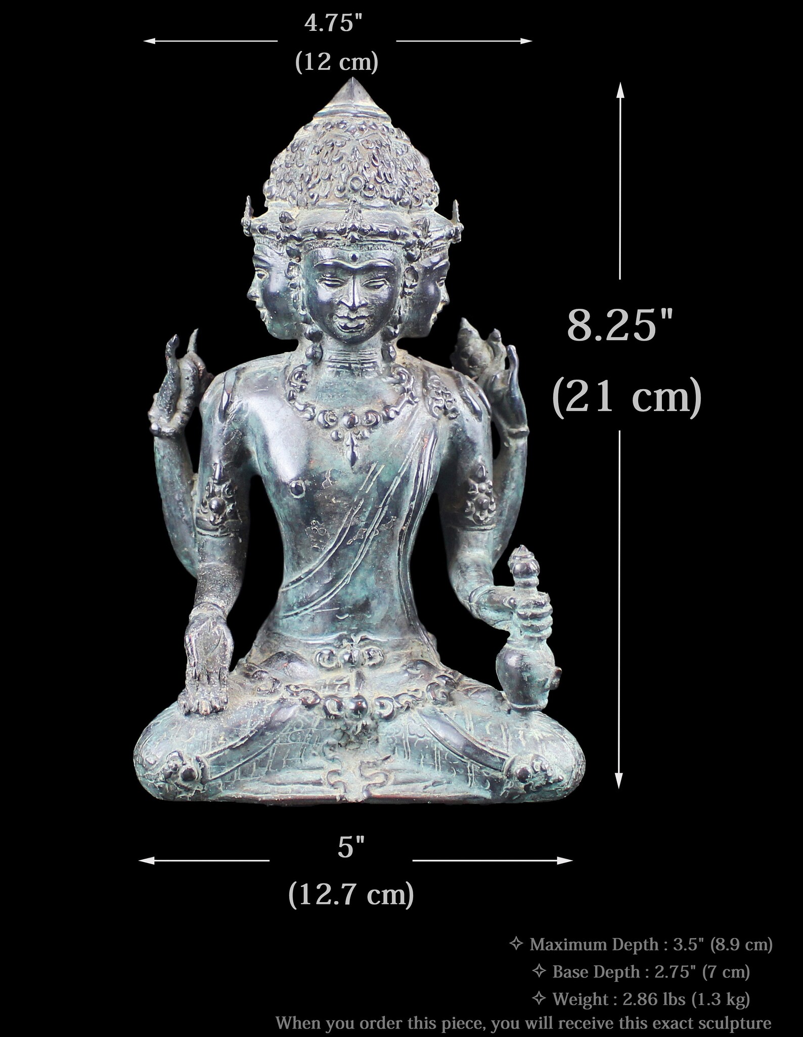 4 Faced Brahma Statue 21CM Bronze Hindu Lord Brahma 'the - Etsy