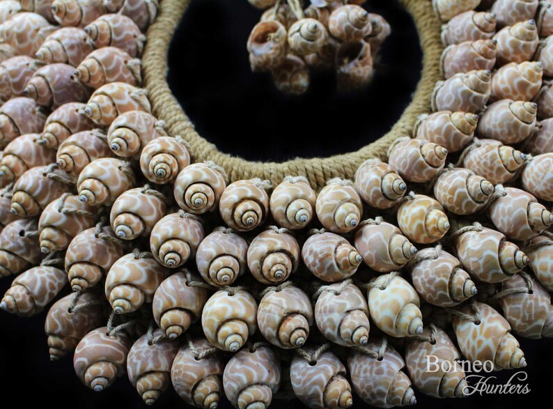 Curled Brown Patterned Shell Necklace on A Braided Macrame - Etsy