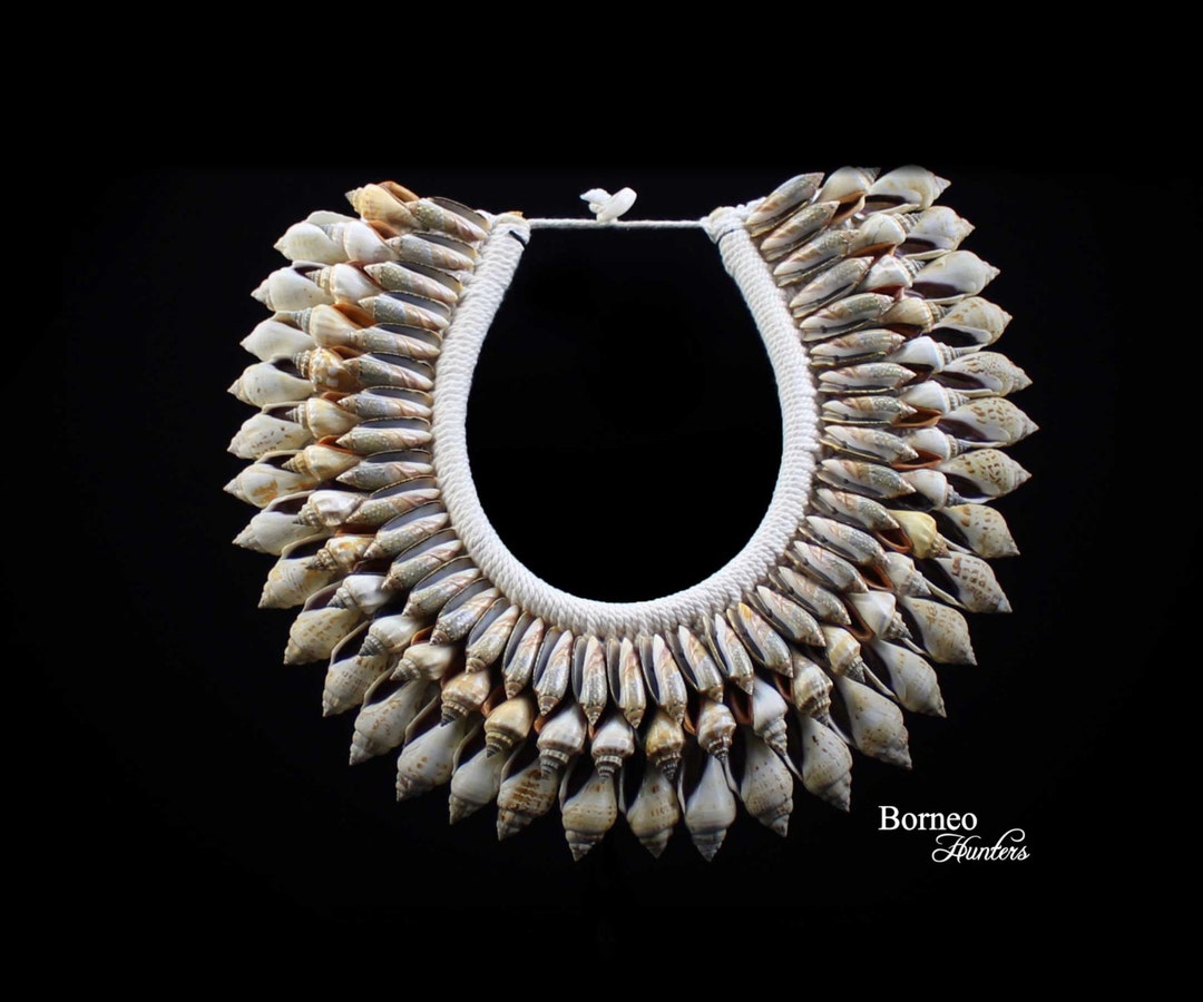 Mixed Seashell Necklace Handmade Statement Long Olive Green Shell,cream ...