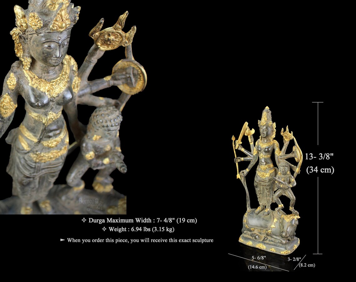 Bronze Devi Durga On Buffalo Statue 34CM Eight Armed Durga | Etsy